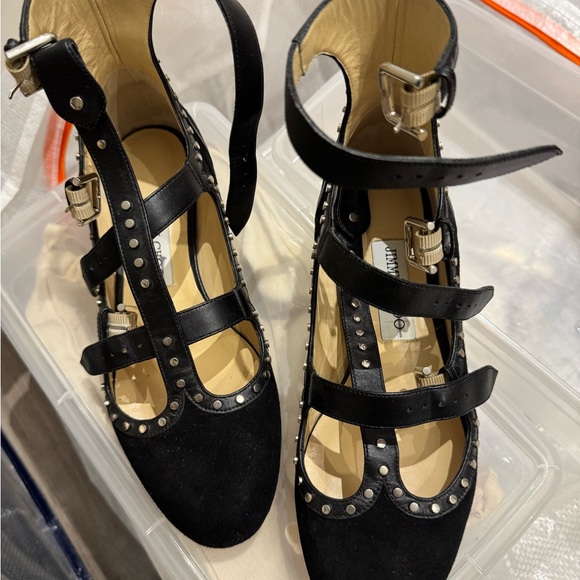 Jimmy Choo | Shoes | Jimmy Choo Black Flats With Silver Studs | Poshmark